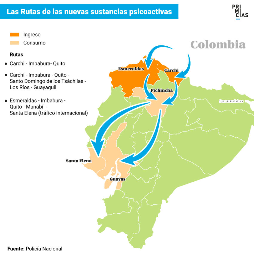 Las nuevas drogas químicas entran por tres rutas a Ecuador